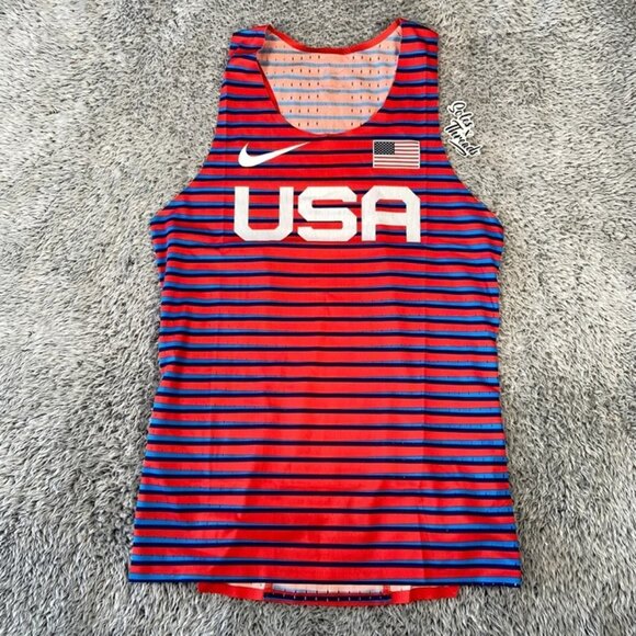 Nike | Shirts | Nike Team Usa Track Field Singlet Sizes Men Red Blue ...